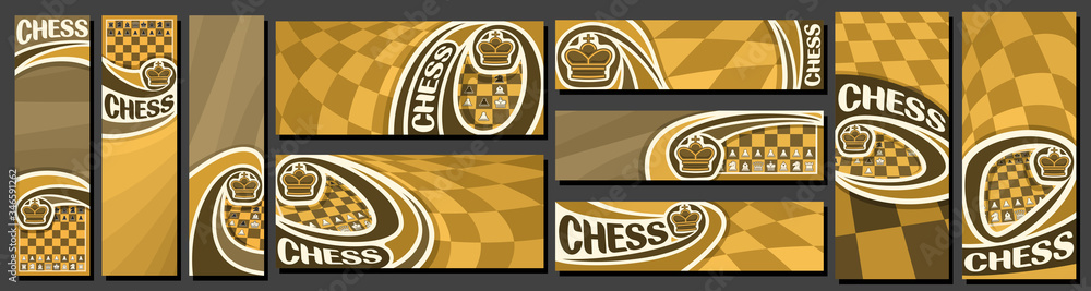 Vector set of Chess Banners, vertical and horizontal decorative ...