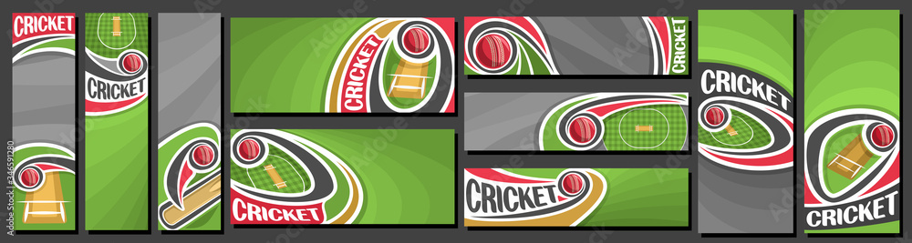 Vector set of Cricket Banners, vertical and horizontal decorative ...