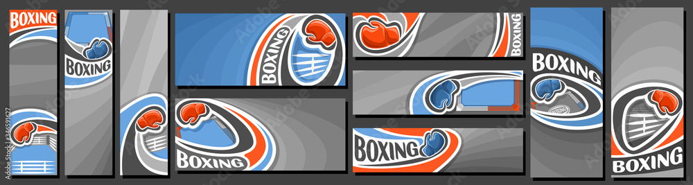 Vector set of Boxing Banners, vertical and horizontal decorative ...
