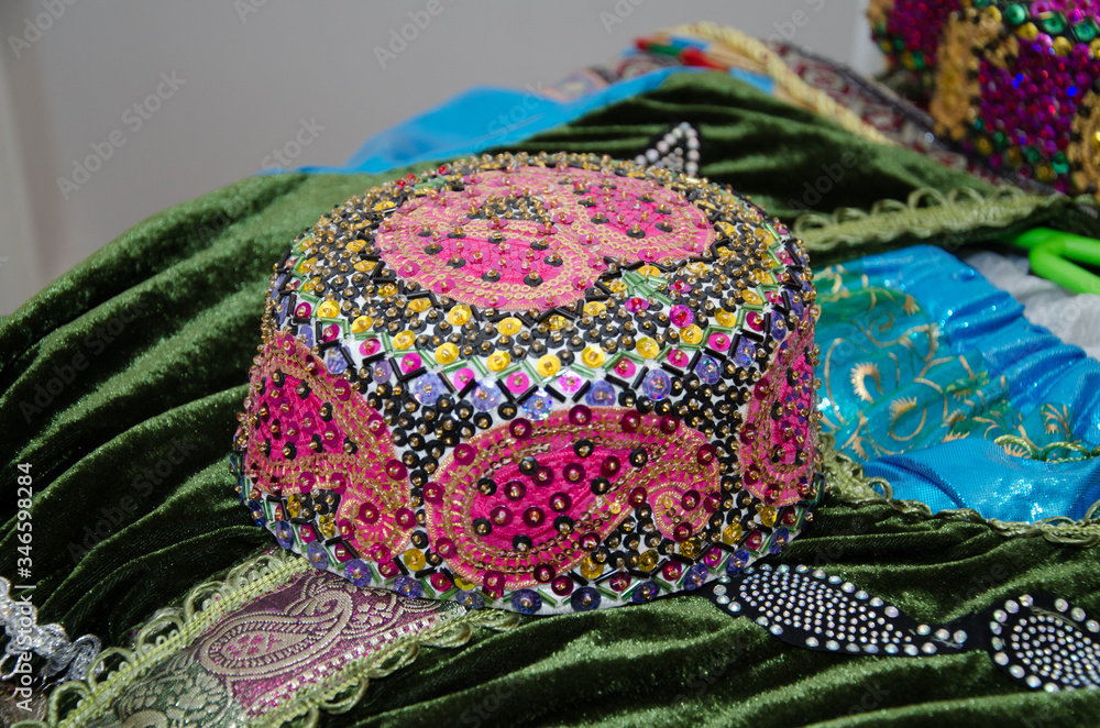 Tradional Azerbaijani souveniers hats and knitted clothing sold . They ...