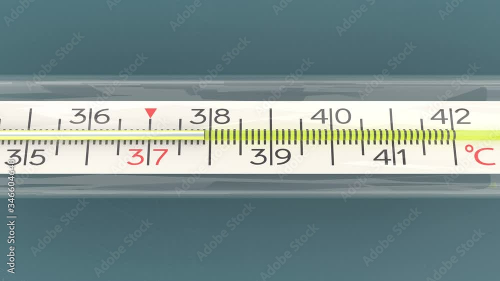 Temperature measurement with mercury thermometer, 3d animation. View on ...