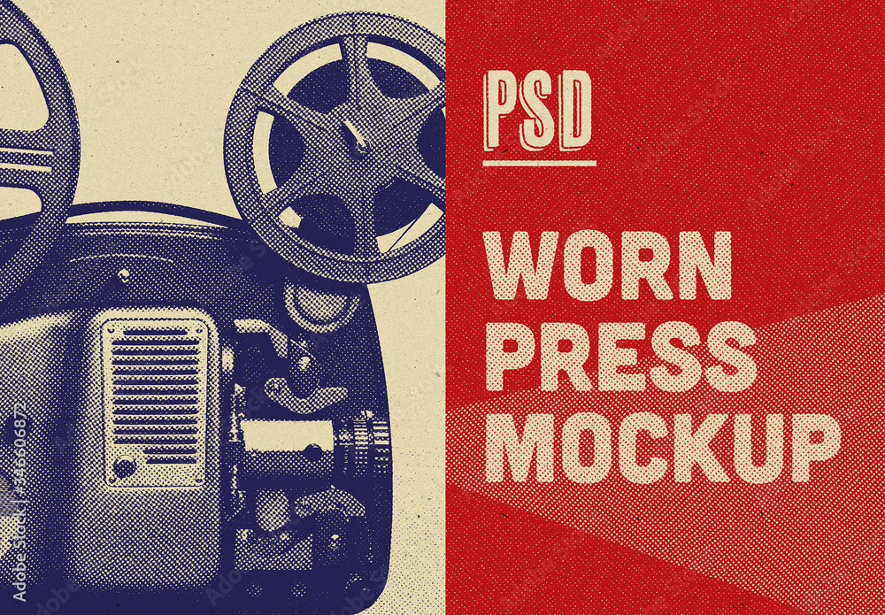 Vintage Press Effect Mockup Шаблон Stock | Adobe Stock