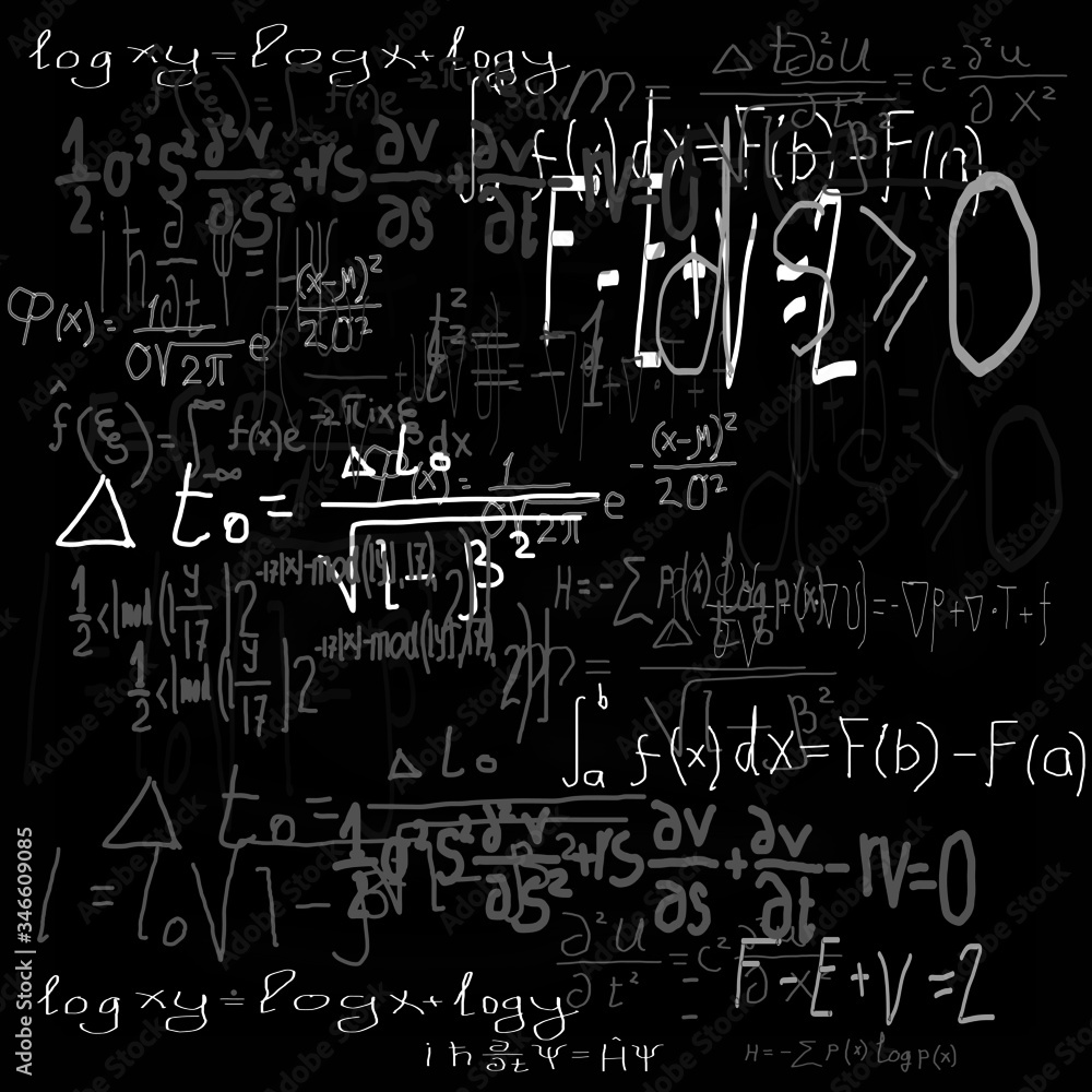 physical mathematical formulas on the blackboard collage texture Stock ...