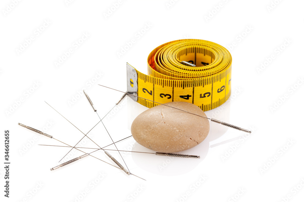 Yellow measuring tape isolated on white background. Measuring tape with ...