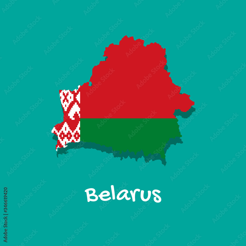 Vector map of Belarus painted in the colors of the flag. The country's ...