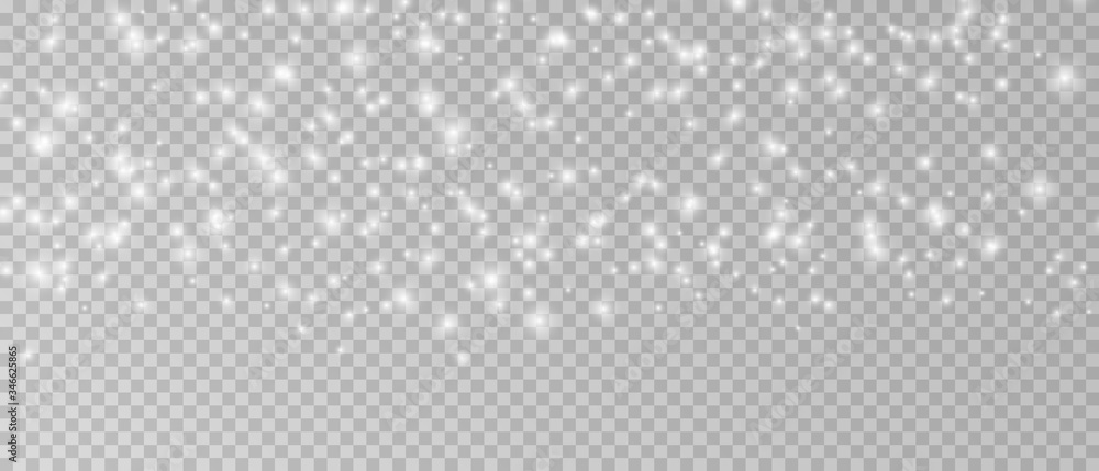 Realistic vector falling snow fall overlay. png shining snowflakes ...