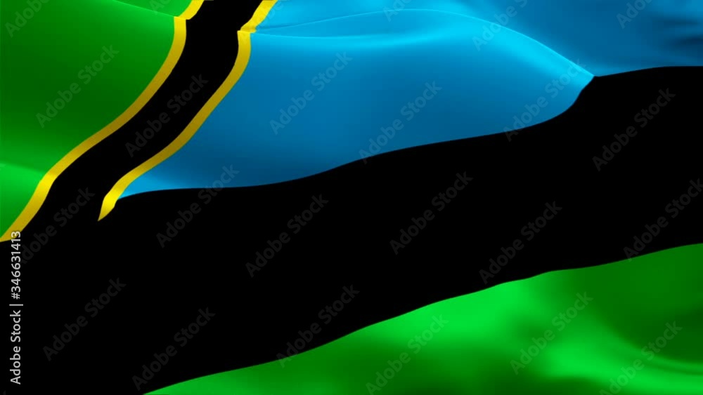 Zanzibar flag Motion Loop video waving in wind. Realistic Tanzania Flag background. Zanzibar ...