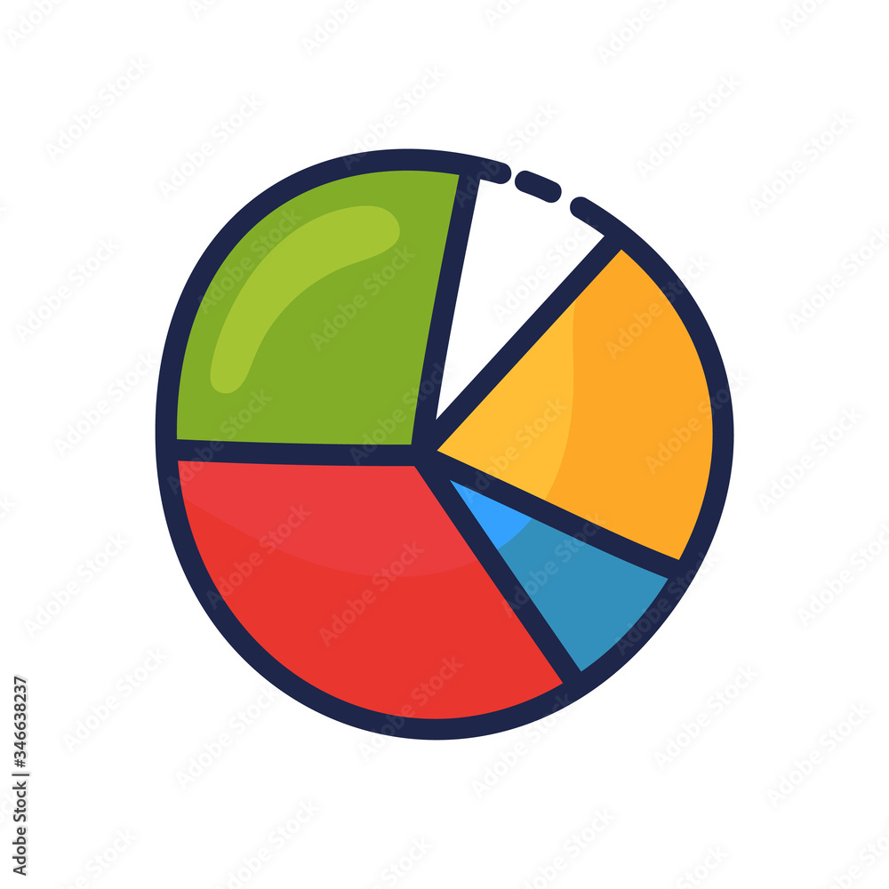 Simple doodle of a pie chart. Cartoon hand draw vector illustration ...