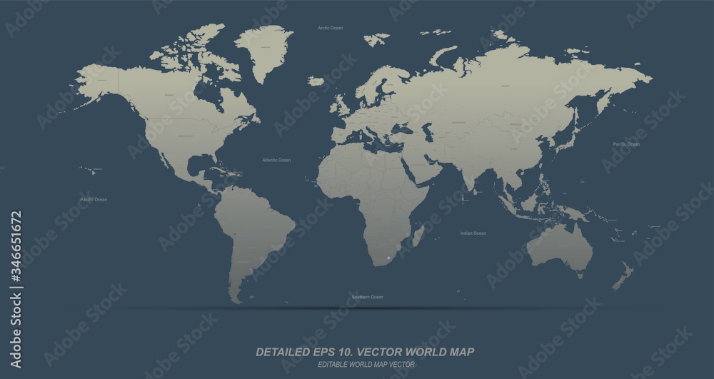 Hi detailed Vector world map. editable world map vector with country ...