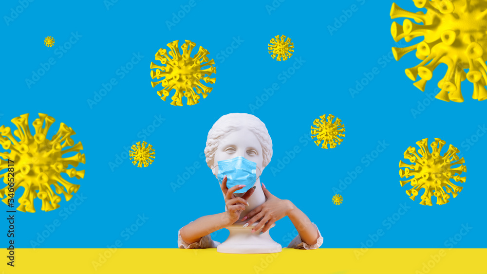 Gypsum statue of Aphrodite's head in crown. Creative. Plaster statue of ...