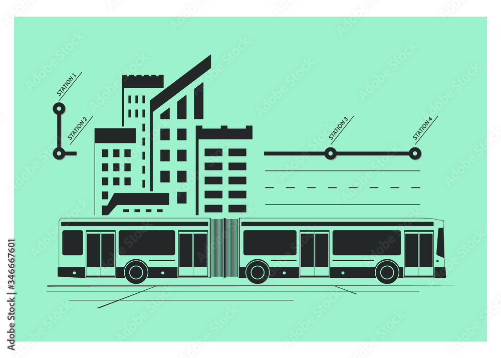 City bus. Urban passenger transport system. Vector illustration. Stock ...