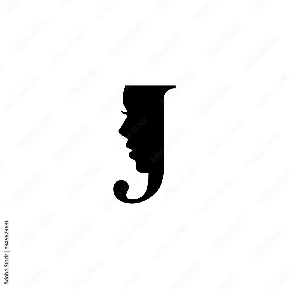 Letter J + girl face. Logo icon vector. Stock Vector | Adobe Stock
