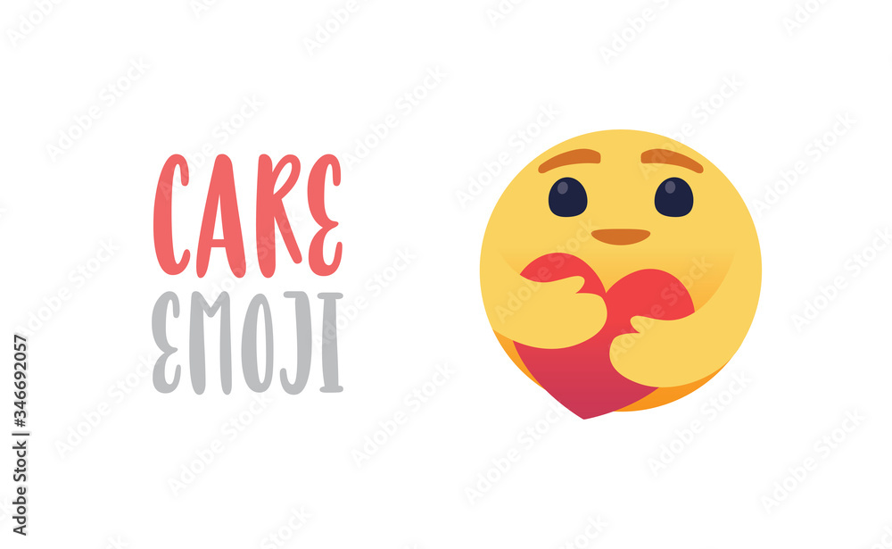 I care. New social media emoticon reaction. Hugging a heart, symbol of ...