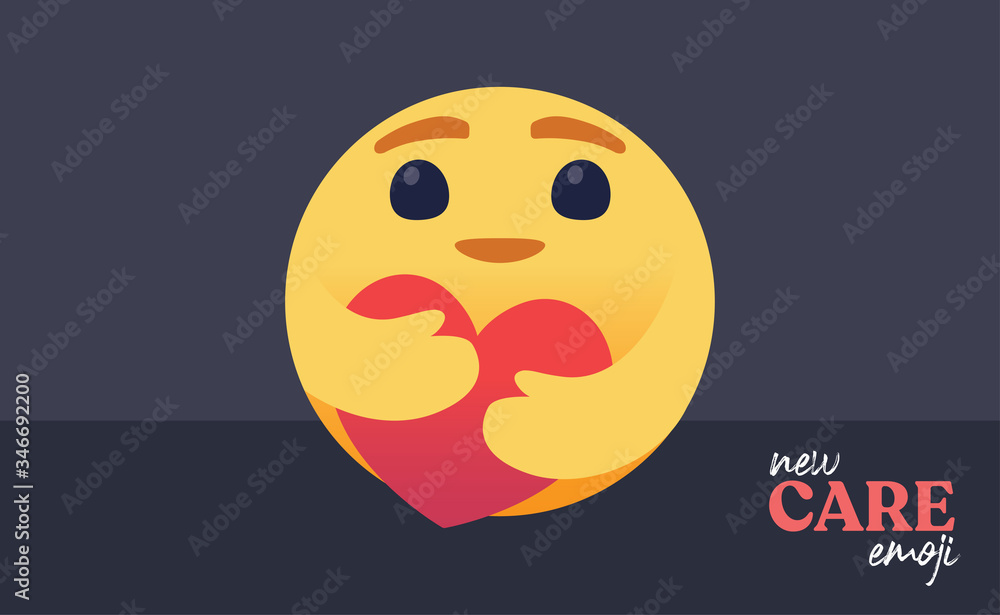 I care. New social media emoticon reaction. Hugging a heart, symbol of ...