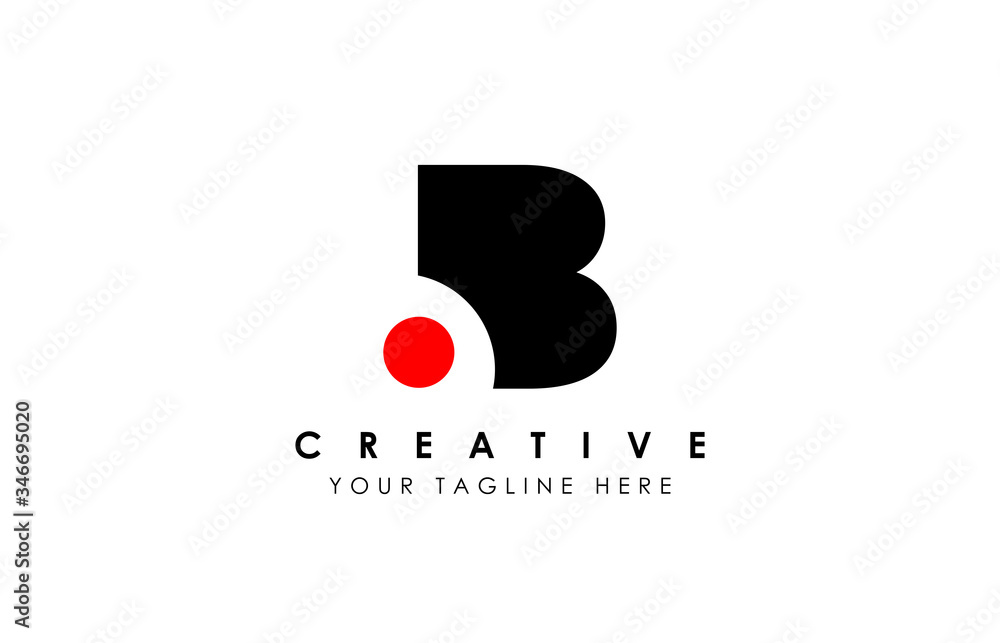 Black Letter B Logo. B Letter Design Vector with Red Dot Stock Vector ...