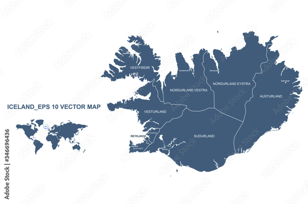 iceland map. country vector map of iceland. Stock Vector | Adobe Stock