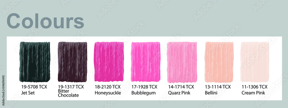 2020 color trends, full palette with swatches. Set color for fashion ...