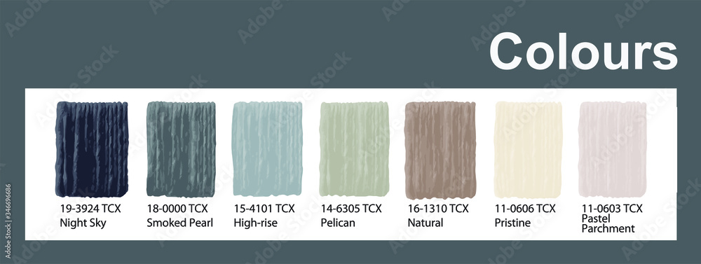 2020 color trends, full palette with swatches. Set color for fashion ...