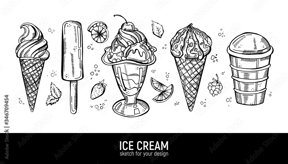 Realistic Ice Cream Drawing