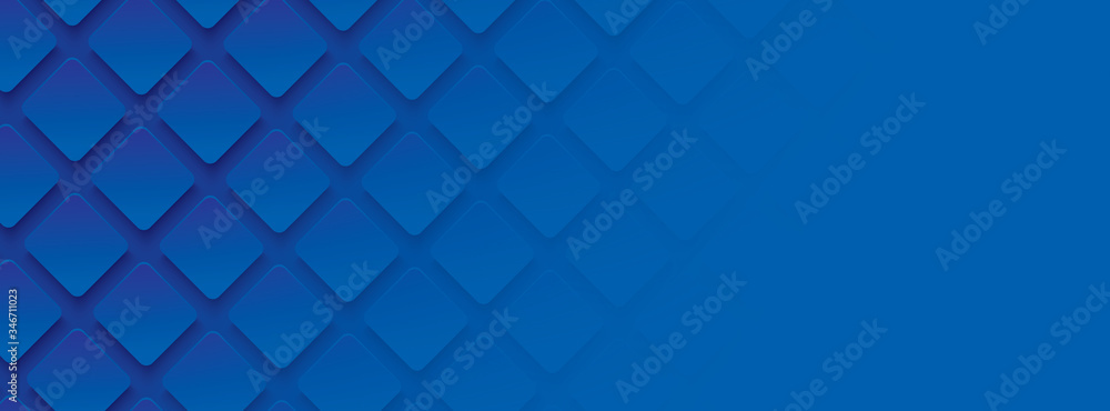 Blue geometric square background in paper art style. Use for banner ...