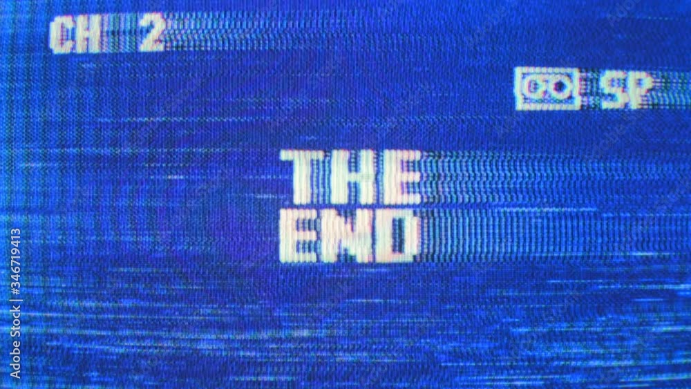 The End Text VHS Overlay Analogue Digital NoiseGlitch Distortion Effect ...
