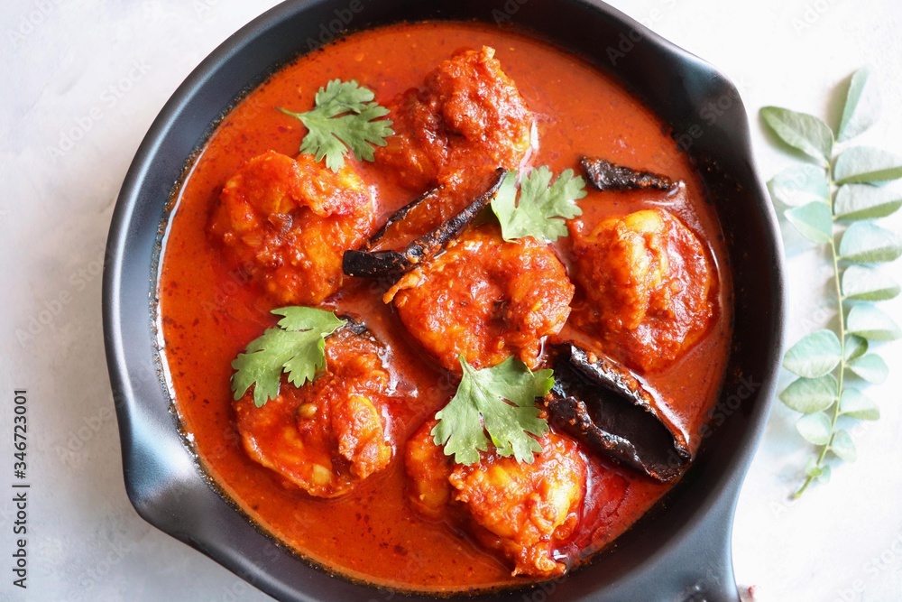 Goa Food-Indian Traditional Goan Prawns or Shrimp curry. Kolambiche ...