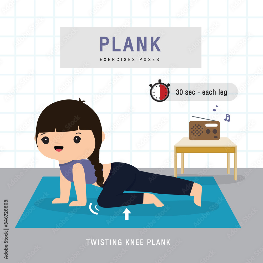 Plank Workout. Woman doing Planking exercise and yoga training at gym ...
