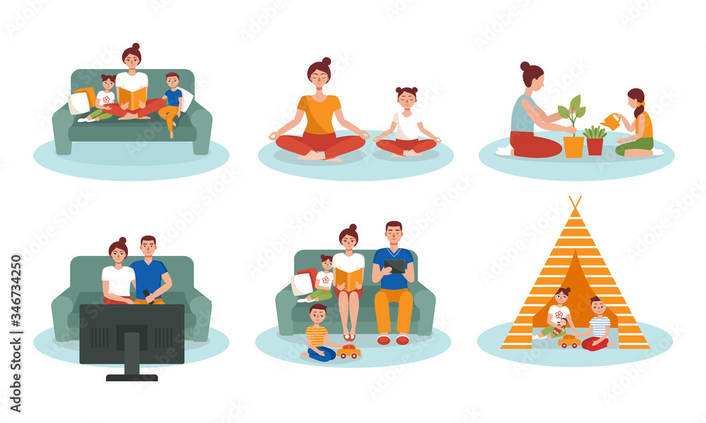 Vector set of home activity. The concept of the prevention of ...