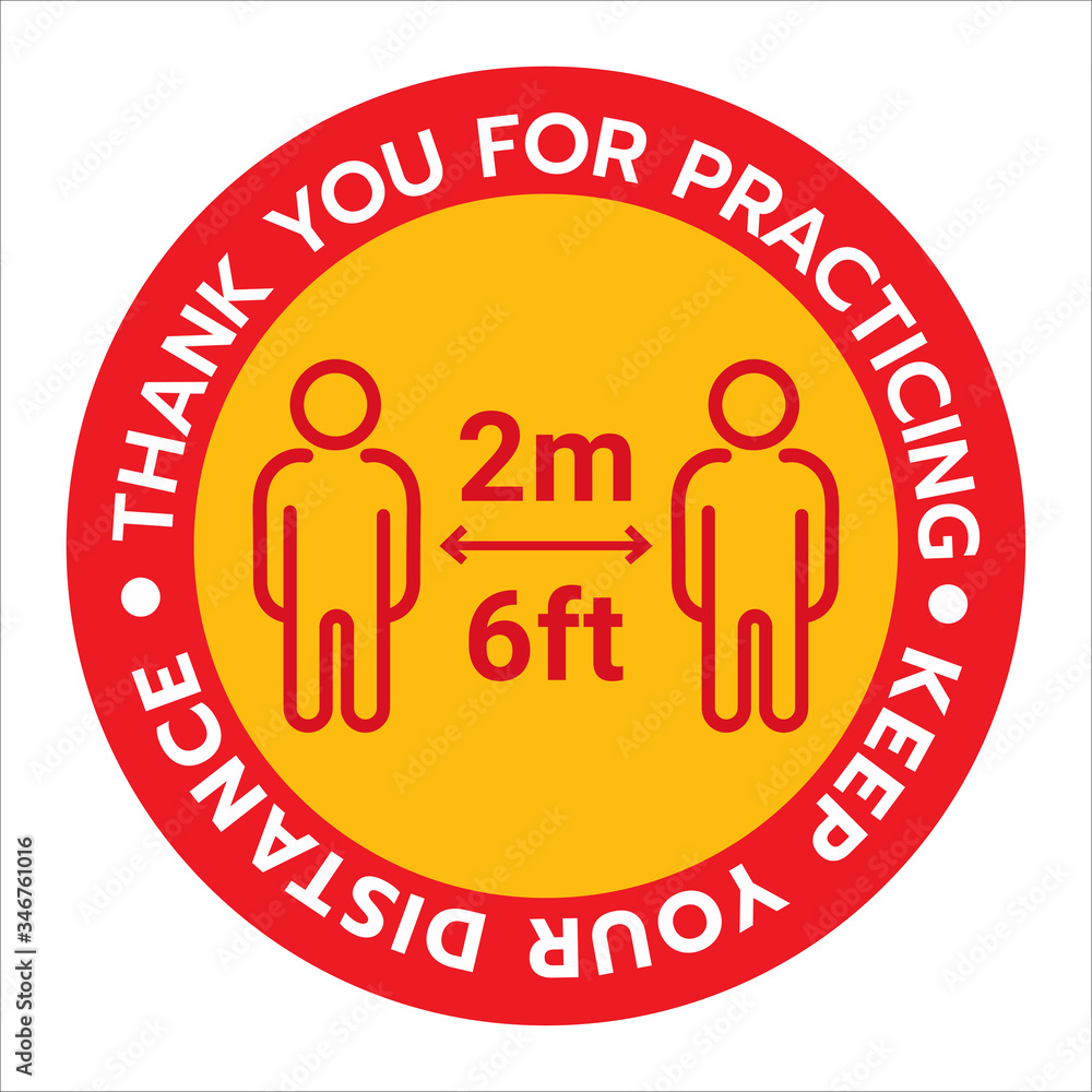 Thank You For Practicing Social Distancing Sign Stock Vector | Adobe Stock