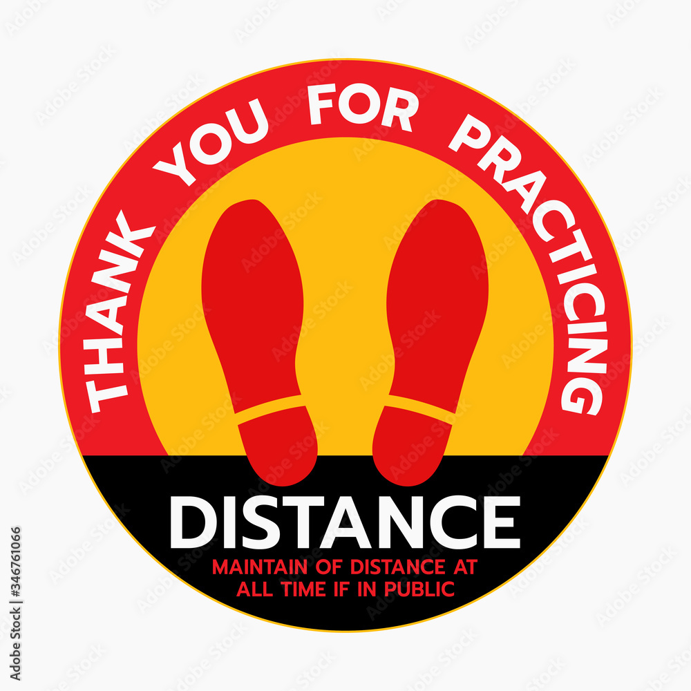 Thanks For Practicing Social Distancing Floor sticker Sign Stock Vector ...