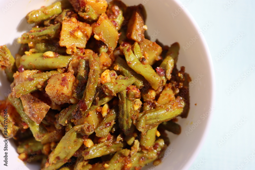 chawali ki subji, long bean potato fry, Indian food Stock Photo | Adobe ...
