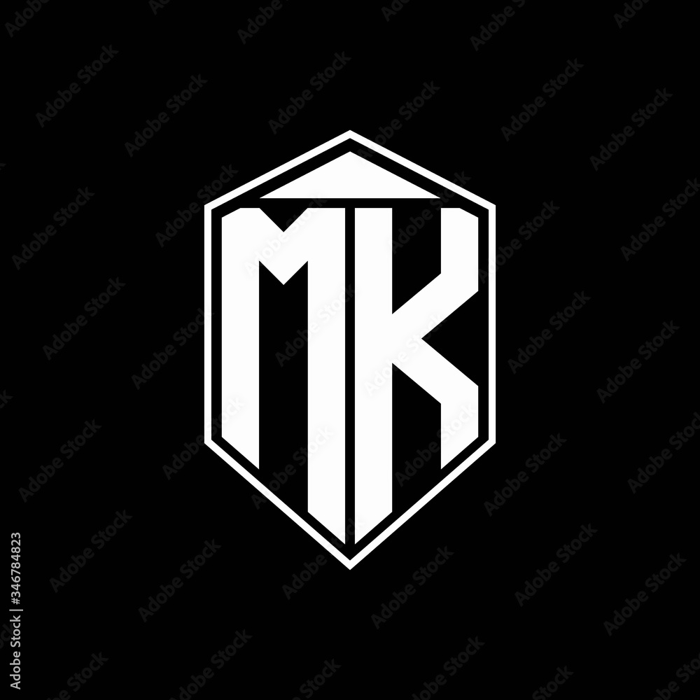 mk logo monogram with emblem shape combination tringle on top design ...