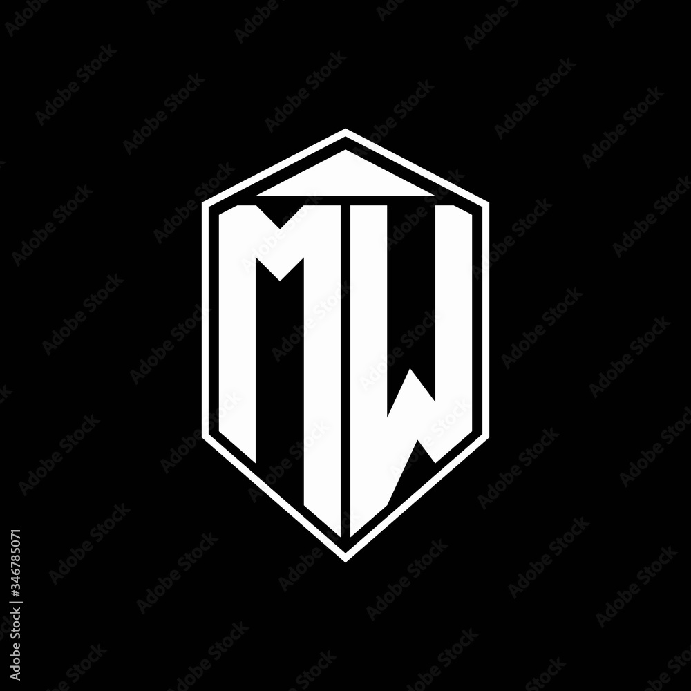 mw logo monogram with emblem shape combination tringle on top design ...