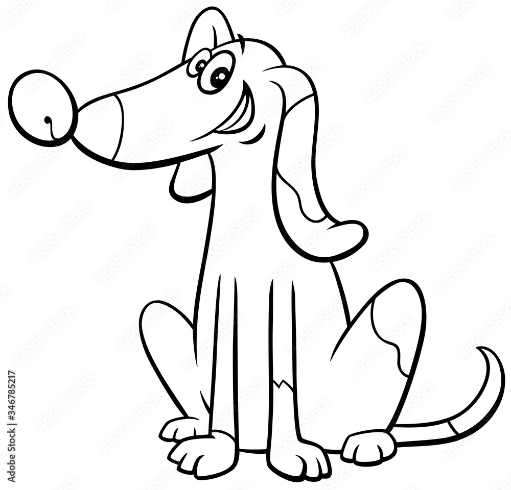 cartoon spotted dog coloring book page Stock Vector | Adobe Stock