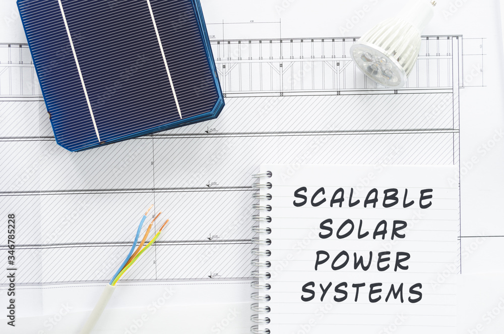 Solar cells, wires and led bulb note pad with Scalable Solar Power ...