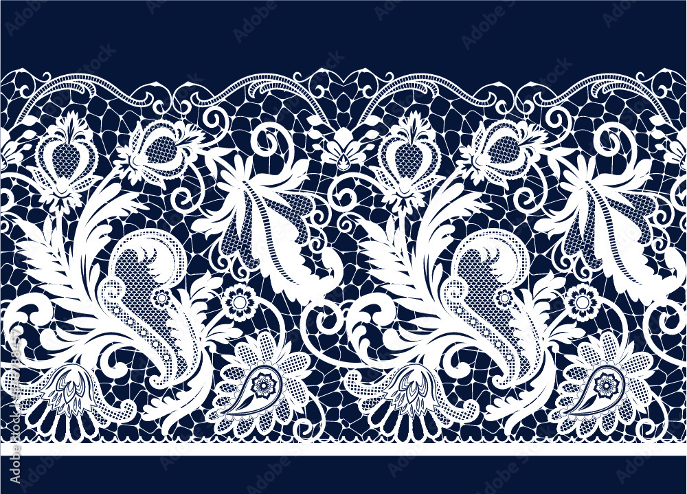 Seamless lace. All elements and textures are individual objects. Vector ...