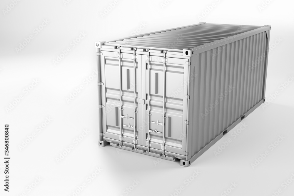 A high quality image of a white 20ft shipping container on a white ...