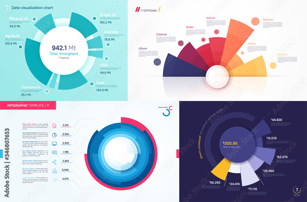 Set of vector circle chart designs, modern templates for creating ...