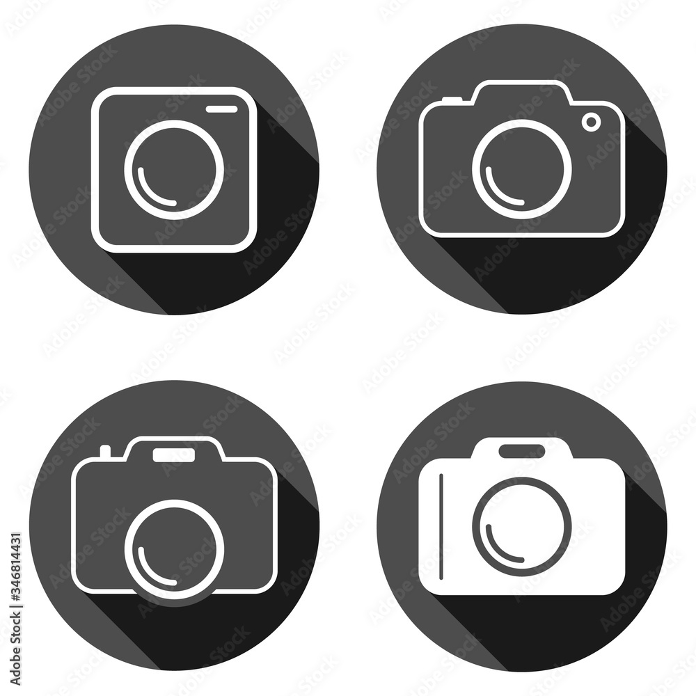 Camera icon, set of black camera icons isolated on white background ...