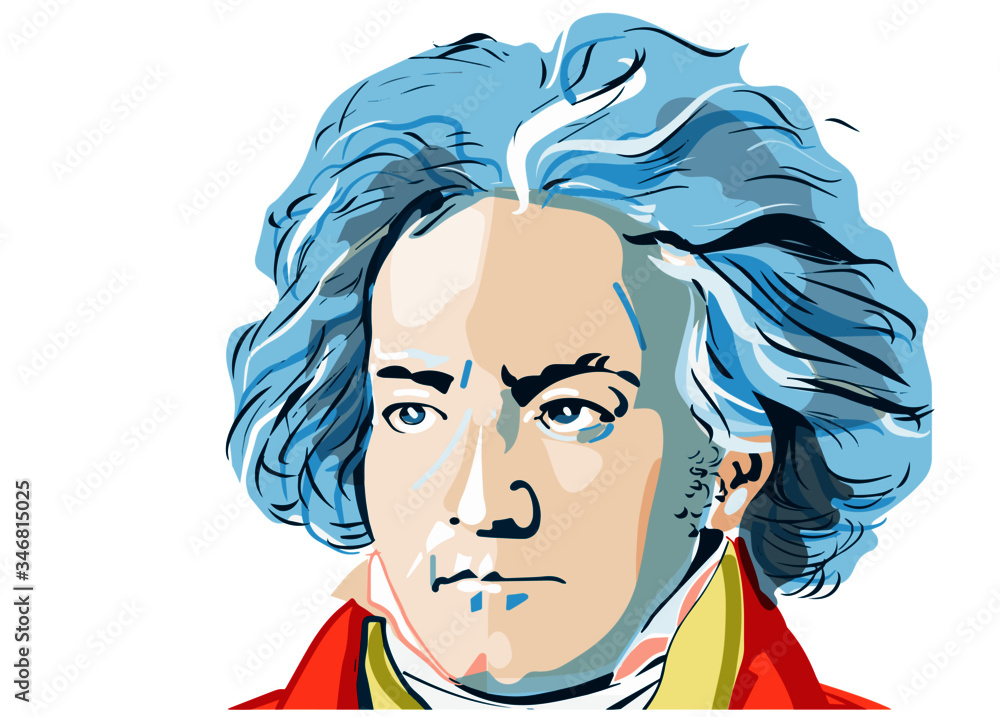 colored portrait of Ludwig van Beethoven Stock Vector | Adobe Stock