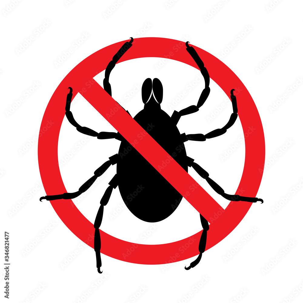 Stop ticks sign. Prohibitory symbol. Tick-borne Encephalitis. Template ...