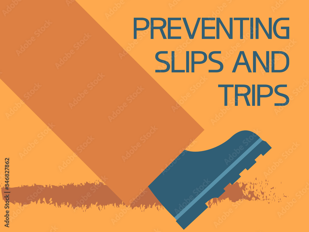 Preventing slips and trips. Industrial injuries, graphic poster with ...