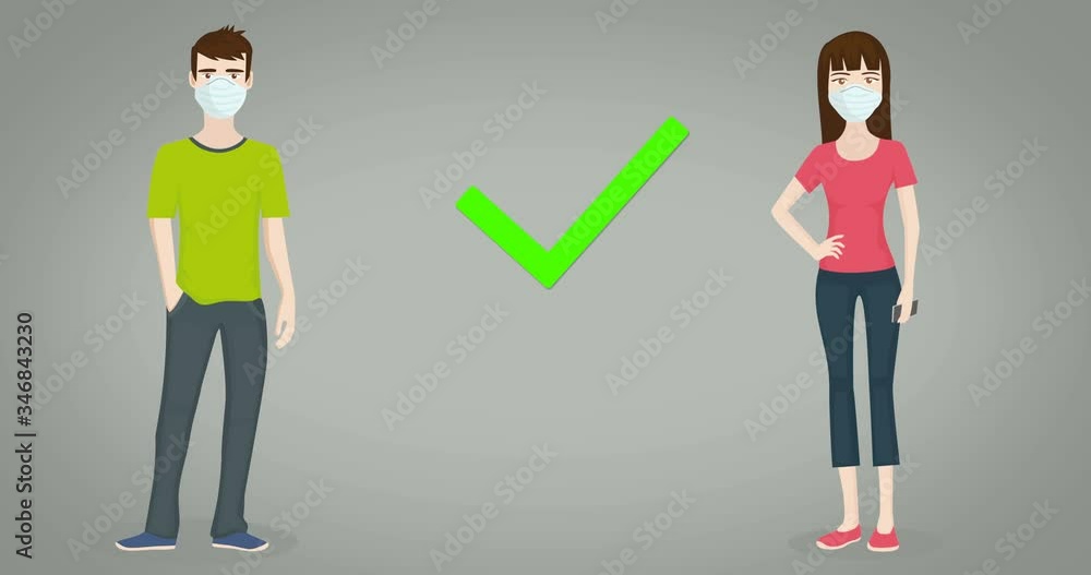 Demonstration of safe distance during coronavirus concept. Animated ...