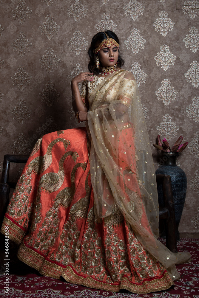 beautiful indian bride wearing traditional indian bridal dress Stock ...