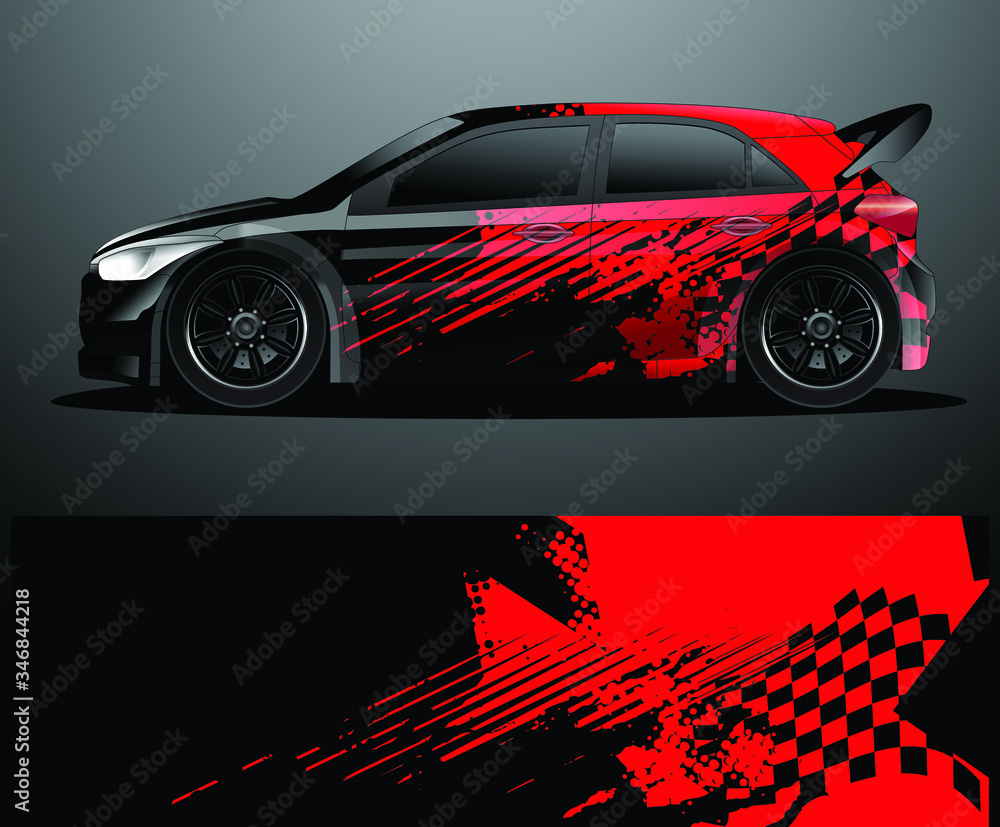 Rally car decal graphic wrap vector, abstract background Stock Vector ...