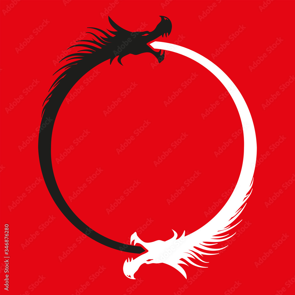 Double Dragons Ouroboros Infinity Symbol Red Stock Vector | Adobe Stock