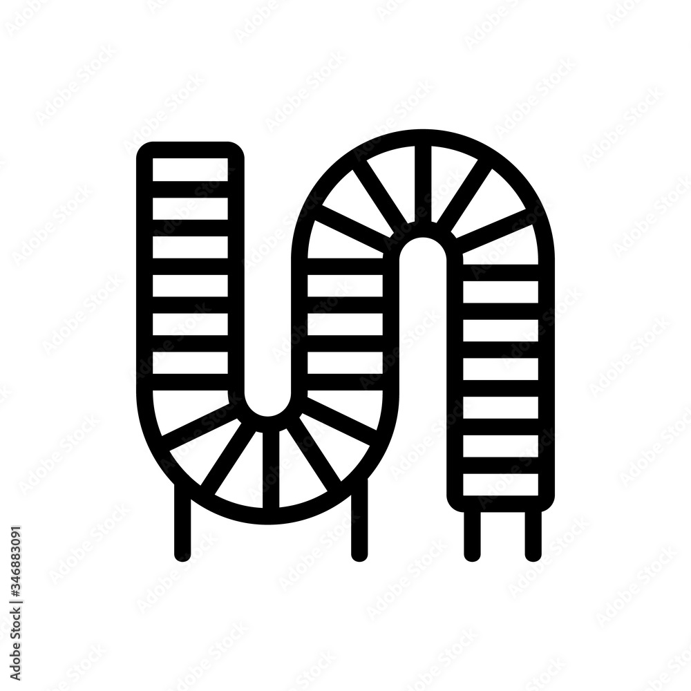 curved conveyor belt icon vector. curved conveyor belt sign. isolated ...