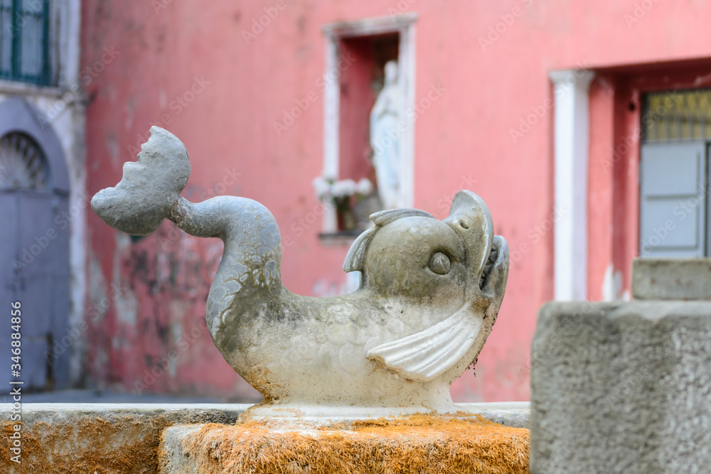 Salerno,Italy. A city landmark found in the street,the marble statue of ...