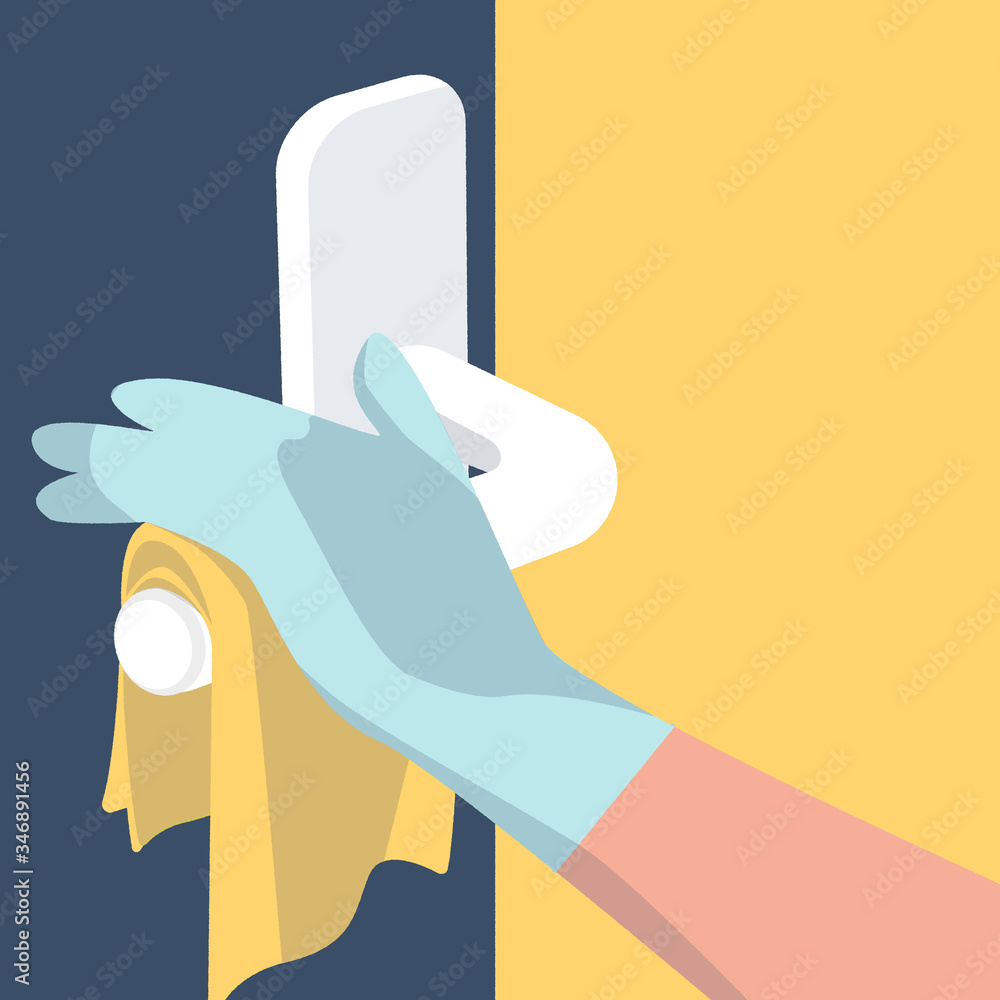 Nettoyage poignée de porte covid-19 vecteur, psd, calques Stock Vector ...