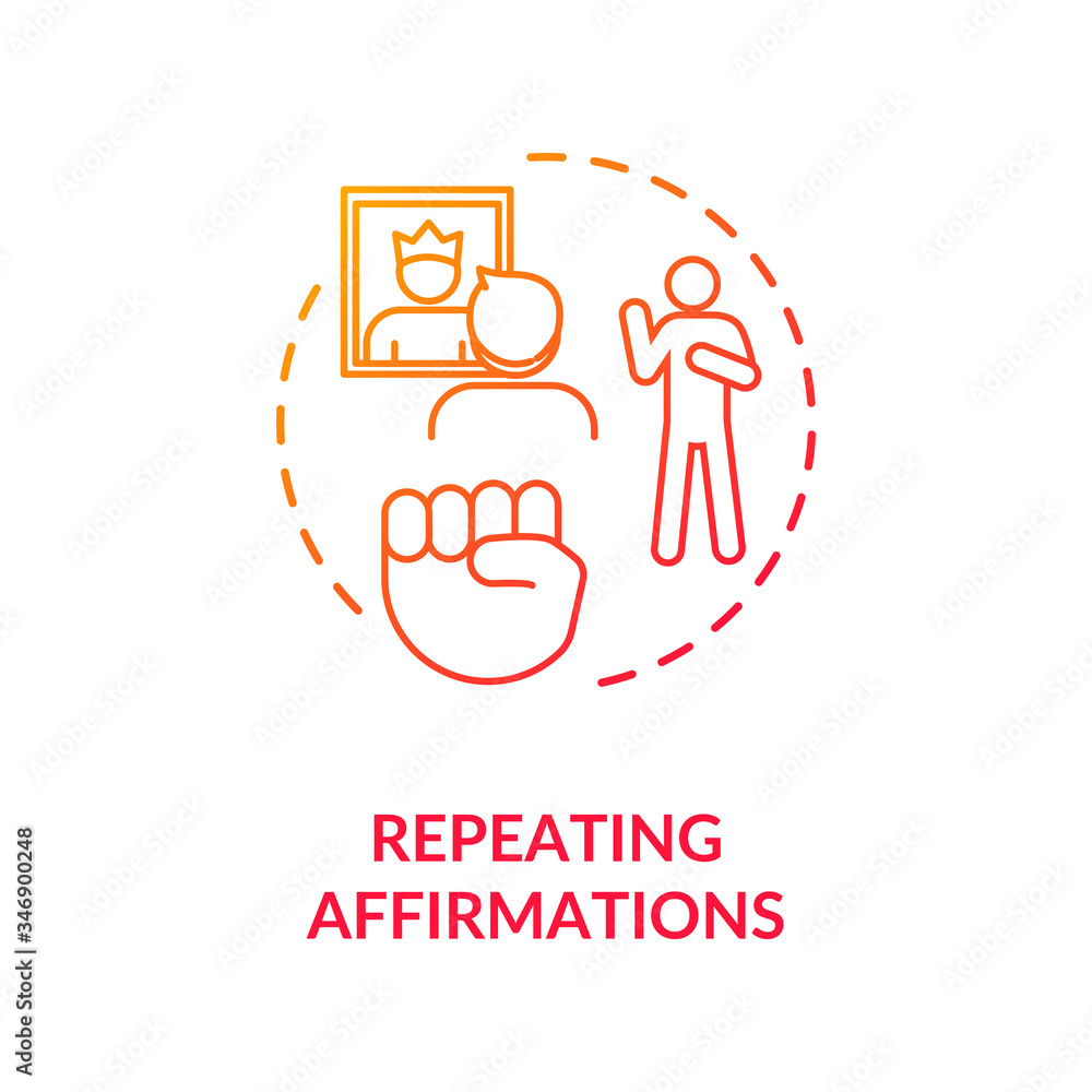 Repeating affirmations concept icon. Personal growth, self motivation ...